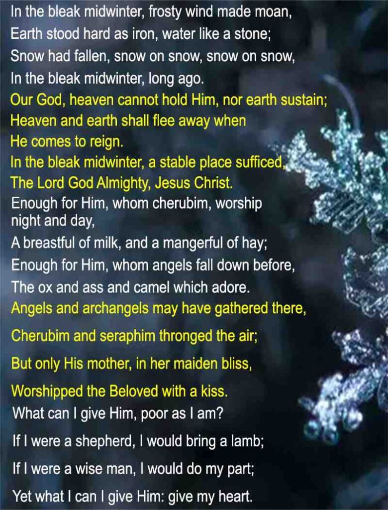 In The Bleak Midwinter 1 Famous Christmas Poem By Christina Rossetti